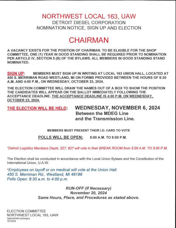 Chairman Election at DDC | UAW Local 163